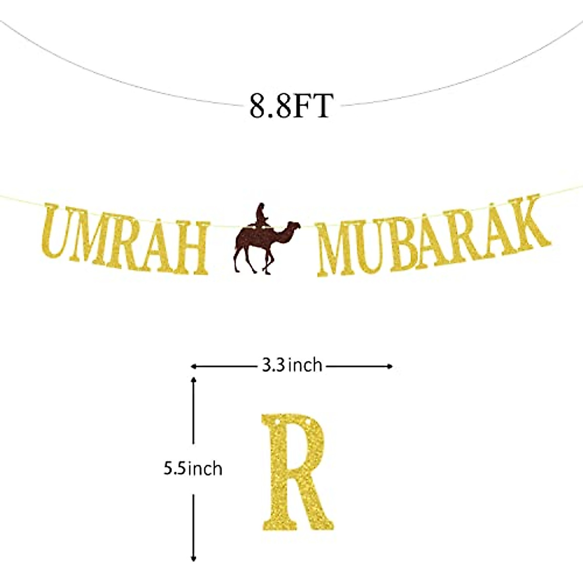 Umrah Mubarak Banner, Happy Eid Decorations Banner, Eid Festival Muslim Islam Party Decoration Supplies, 2023 Hajj Mubarak Umrah Mubarak Islamic Party Decoration Supplies