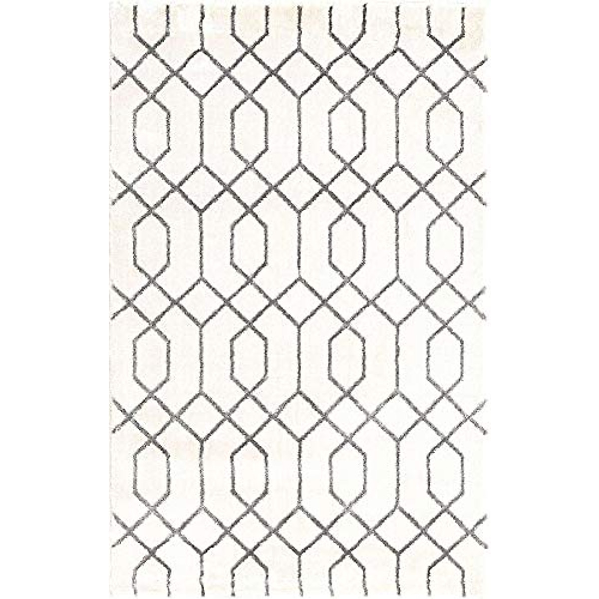 Unique Loom Glam Collection Area Rug - Trellis (3' 3" x 5' 3" Rectangle, White Silver/ Silver)