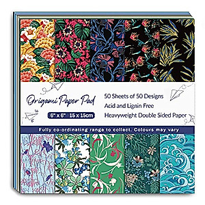 qianshan Origami Paper Kit 50 Sheets 6 Inch Square Double Sided Color 50 Vivid Japanese Washi Chiyo Colors for Hand Crafts Origami Paper Arts Creativity Flowers
