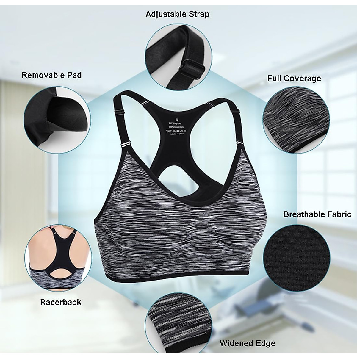 YEYELE Medium Support and Removable Pad Tank Top Racerback Post Surgery Sports Bras for Women