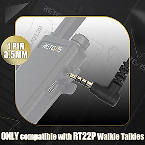 Retevis RT22P Walkie Talkie Earpiece with Mic 1 Pin 3.5mm, Double Cable, Side PTT, Compatible RT22P RB19 RB19P Two Way Radios, Soft C-Type Earhook Walkie-Talkie Earpiece(10 Pack)