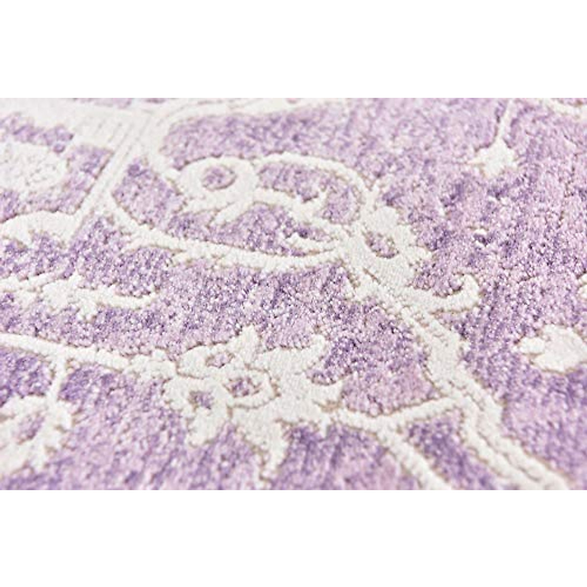 Unique Loom Traditional Classic Intricate Design Distressed Vintage Detail, Area Rug, 4 ft x 6 ft, Purple/Ivory