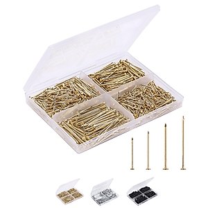 Mr. Pen- Nail Assortment Kit, 600 Pcs, 4 Sizes, Gold, Small Nails, Nails for Hanging Pictures, Finishing Nails, Wall Nails for Hanging, Pin Nails, Hardware Nails, Assorted Nails, Galvanized Nails.