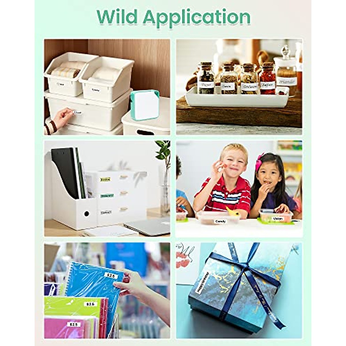 Vixic Label Maker D1600, Small Handheld Bluetooth Label Maker Machine with Tape, Portable Rechargeable Printer for Business Home Office, Multiple Templates Compatible iOS Android, Green Labeler