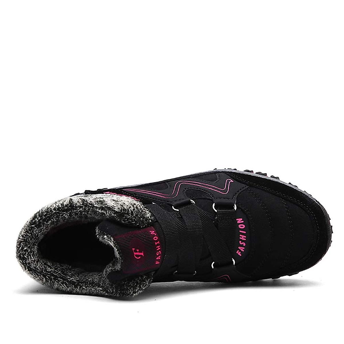 Asifn Men's Outdoor Snow Boots Winter Hiking Trekking Warm Climbing Shoes Booties Mid Top Fur&Plush Fashion Lace-Up Black(10.5 M US Men - 11.5 M US Women,27.5 cm Heel to Toe
