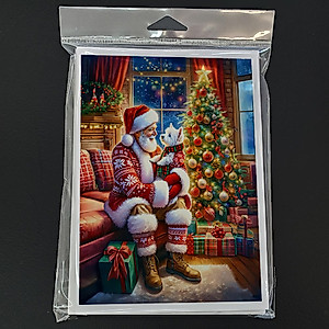 Caroline's Treasures DAC4167GCA7P Westie and Santa Claus Greeting Cards Pack of 8 Blank Cards with Envelopes Whimsical A7 Size 5x7 Blank Note Cards