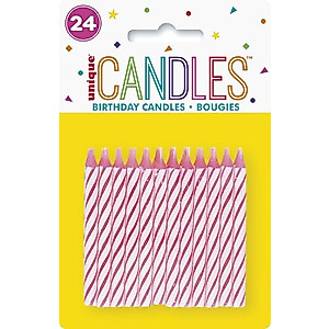 Unique Stripes Party Candles, 2.5", Pink