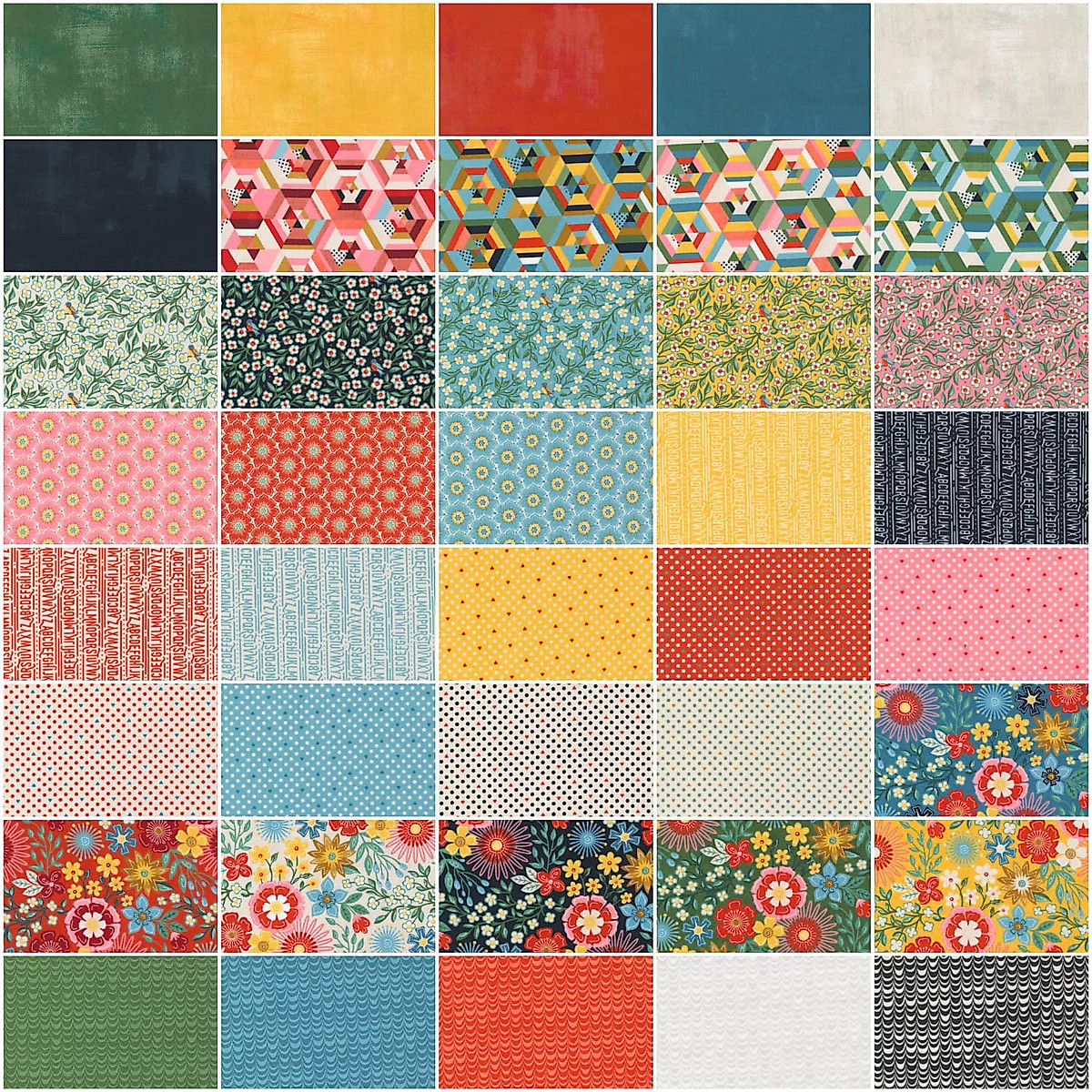 Moda Fabrics Frankie Charm Pack by BasicGrey; 42-5 Inch Precut Fabric Quilt Squares, 30670PP