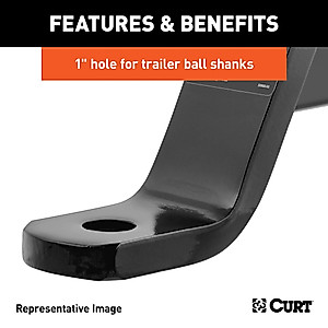 CURT 45240 Dual Length Trailer Hitch Ball Mount, 9-1/4-Inch or 12-1/4-Inch Length, Fits 2-Inch Receiver, 7,500 lbs, 1-Inch Hole, 6-Inch Drop