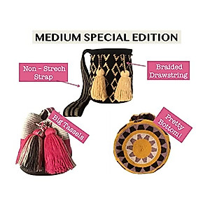 Wayuu Mochila Bag For Women, Colombian boho bags, Handmade With Big Nice-Looking Tassels