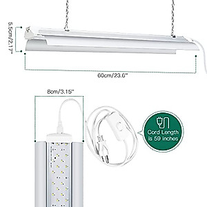 SZHLUX Grow Light 2FT 80W (2×40W) Full Spectrum LED Grow Light, Linkable Sunlight Plant Light for Indoor Plants, Grow Light Strip, Grow Lamp with On/Off Switch - 2 Pack