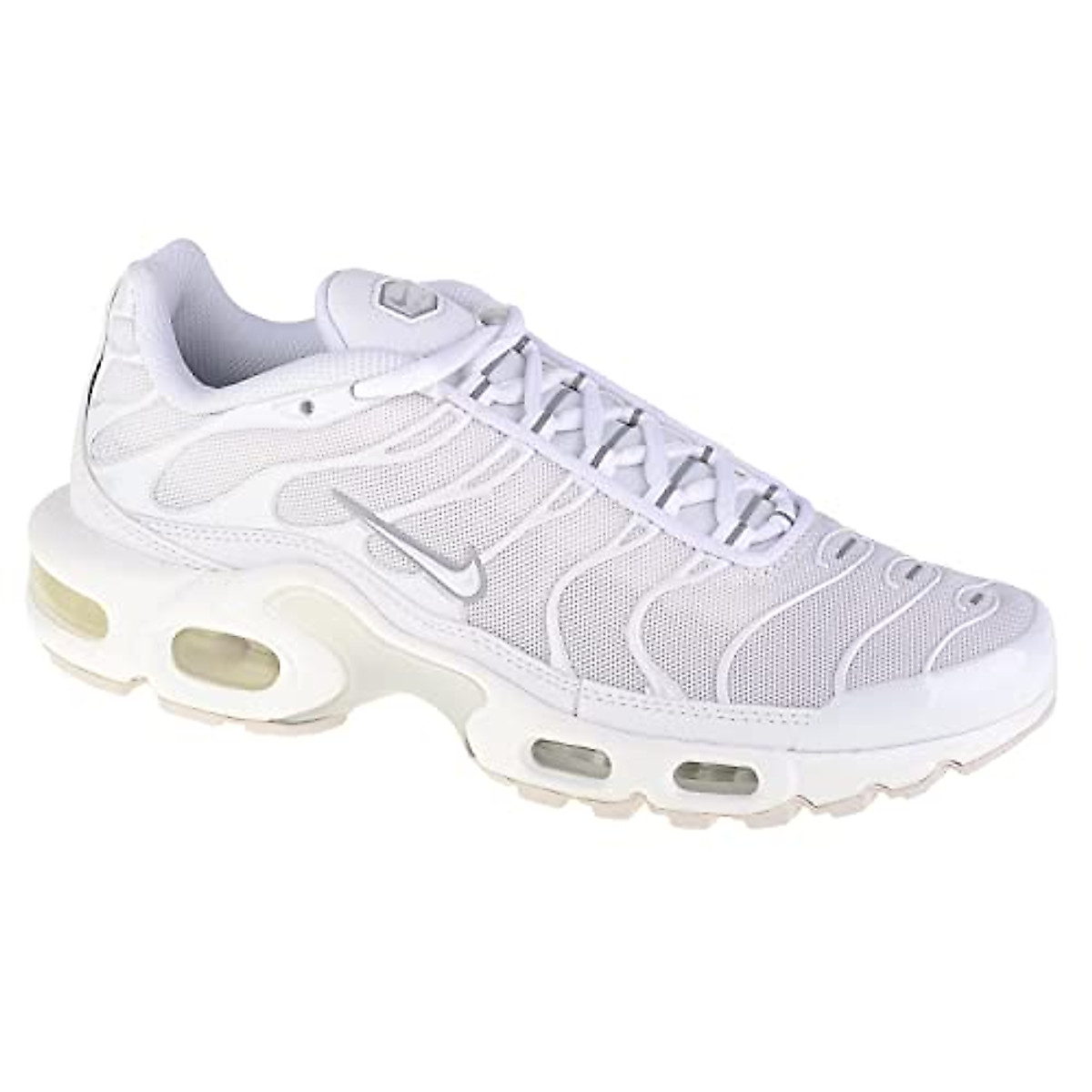 Nike Air Max Plus Womens Running Shoes, White/White-Pure Platinum, 9 M US