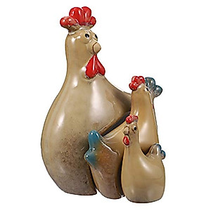 BESPORTBLE Ceramic Rooster Figurines Chicken Family Garden Statue Farm Animal Sculpture Porcelain Modern Animal Decoration for Home Office