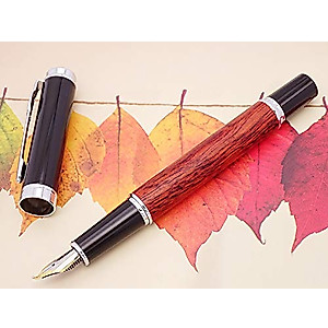Jinhao Nature Rose Wood Fountain Pen Bent Nib(Fine to Broad Size),Fude Pen for calligraphy,art drawing and handwriting