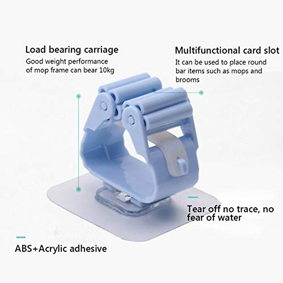 8PCS Broom Holder Wall Mount , No Drilling Self Adhesive Broom Holder, Broom and Mop Organizer Holer Cleaning Supplies Organizer（2Blue/2White/2Pink/2Grey)