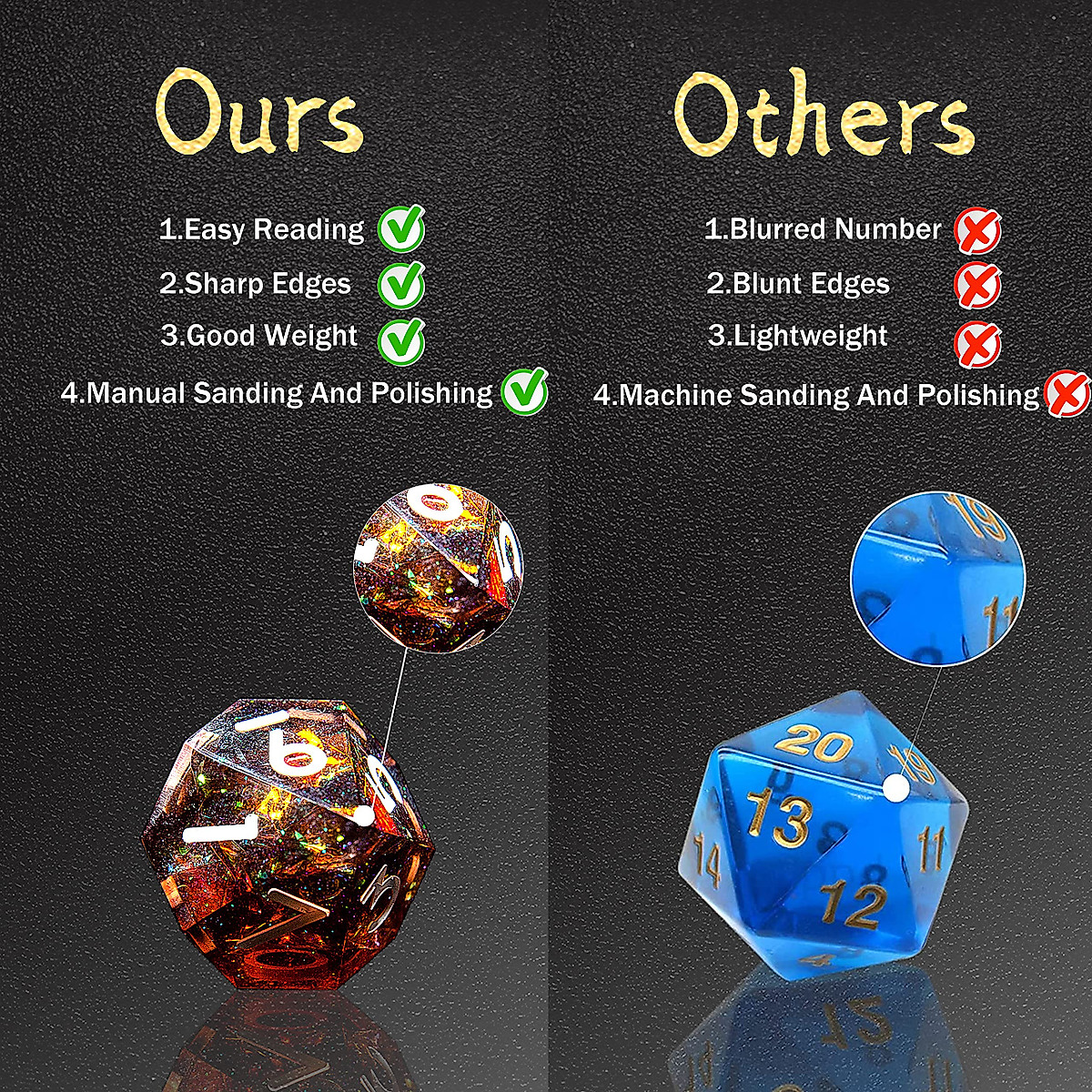 DND Dice Set Dice Set for Dungeons and Dragons Sharp Edge DND Dice Resin DND Dice Polyhedral Dice Set DND Dice Set Sea Magic