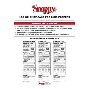 Snappy Snap-Paks, Yellow Popcorn Packs for 8 oz Popcorn Machine with Coconut Oil, 10.6 oz, 24 Count