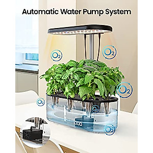 iDOO Hydroponics Growing System, 10 pods Indoor Herb Garden with LED Grow Light, Auto Timer Smart Garden, Water Shortage Alarm, 15'' Height Adjustable, 4.5L Water Tank