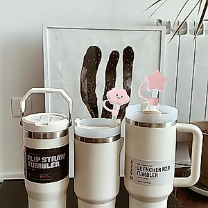 Oddyami 10Pcs 10mm Straw Cover Toppers for Stanley 30&40 Oz Tumbler Cups, Cute Straw Covers Cap for Stanley Cup, Silicone Daisy Drinking Straw Tips Lids Protectors for Stanley Cups Accessories