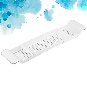 BESPORTBLE Expandable Bath Shelf Non Slip Grip Bath Tubs Shelf Adjustable Plastic Bathtub Caddy Bathtub Tray Over The Clawfoot Tub Rack for for Kitchen Bathroom Toilet White