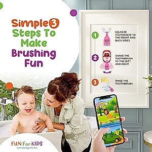 ZOFREY Kids Toothbrushes U Shape 4 Pack - Kids Toothbrushes with Safari Animals and 4 Free E-Books, U Shaped Toothbrush Kids Age 2-6, 360 Toothbrush Toddler, Autism Toothbrush for Kids, BPA Free