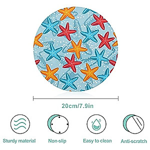 Beautiful Starfish Printed Round Cutting Board Glass Chopping Blocks Mats Food Tray for Home Kitchen Decoration