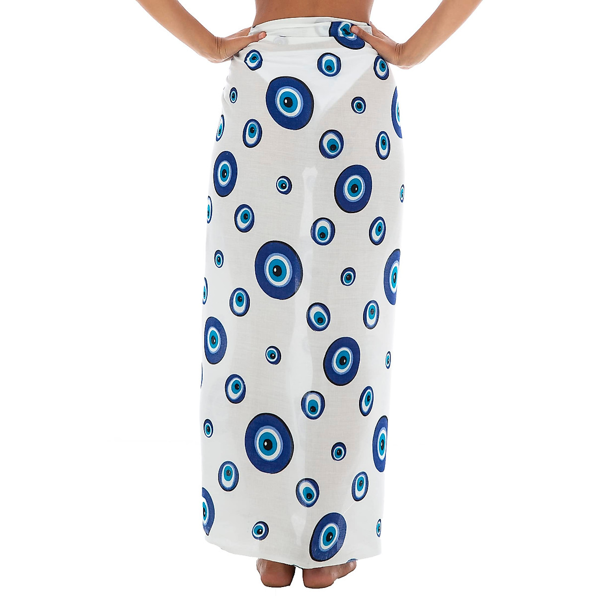 Back From Bali Womens Evil Eye Sarong Swimsuit Cover Up Greek Island Third Eye Pareo Wrap Skirt