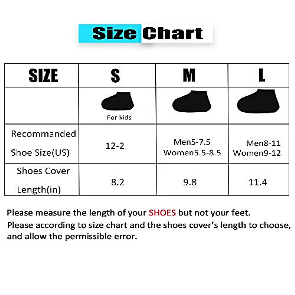 Silicone Shoe Covers, Waterproof Overshoes Reusable Slip Resistant Rain Shoe Cases for Men Women
