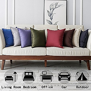 Jeanerlor Pack of 2 24 x 24 Inch Cotton Linen Soft Soild Decorative Square Throw Pillow Covers Green Cushion Case Set for Bedroom/Sofa/Car 60 x 60 Cm,Olive Green