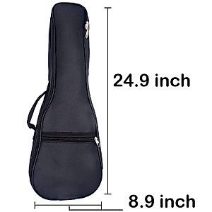 Majowir Concert Ukulele Case Black Ukulele Padding Bag for 24 Inch Ukulele