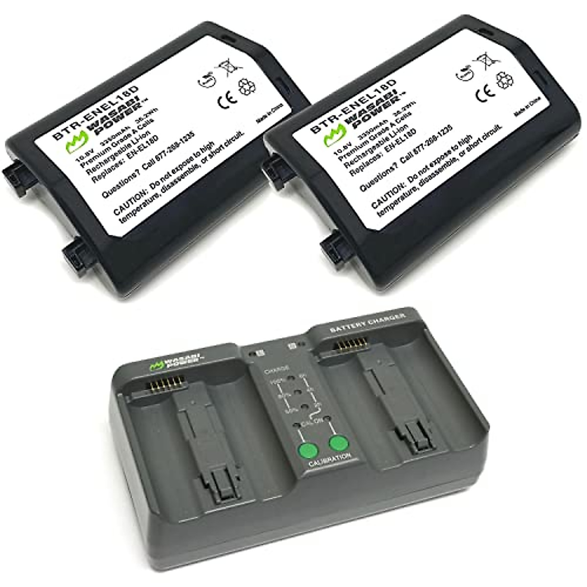Wasabi Power Battery (2-Pack) and Dual Charger for Nikon EN-EL18d and Nikon Z9, D4, D4S, D5, D6, D850 (with adapters/Grips)