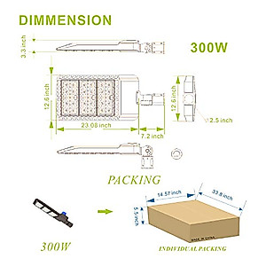 LED Parking Lot Lights 300W, Star Ever Lighting Waterproof IP65 LED Shoebox Area Light with Dusk to Dawn Photocell - 5000K 1000W Equivalent - Knuckle Slipfitter Mount - 40000 LM