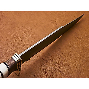 Custom Damascus Hunting Knife Camping Knife With Burl Wood Handle