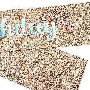 Ondder Birthday Sash for Women Rose Gold Happy Birthday Crown Tiara for Girls Birthday Girl Headband Birthday Sash and Tiara for Party Supplies Its My Birthday Glitter Sash Happy Birthday Headband Decorations