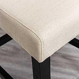 GOTMINSI Classic 24 Inches Counter Height Stools Upholstered Bar Stools with Solid Wood Legs Set of 2(Fabric Beige)
