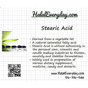 1 lb Stearic Acid White Flakes Food Grade NF/USP - Natural Preservative, thickener, emulsifier and stabilizer for Food, soap, Lotion, Cream
