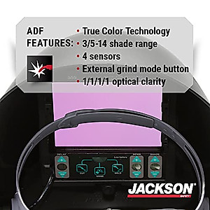 Jackson Safety TRANSLIGHT 555 + Premium Auto Darkening Helmet, Digital Control, 3.86" x 3.23" Viewing Area, 46250