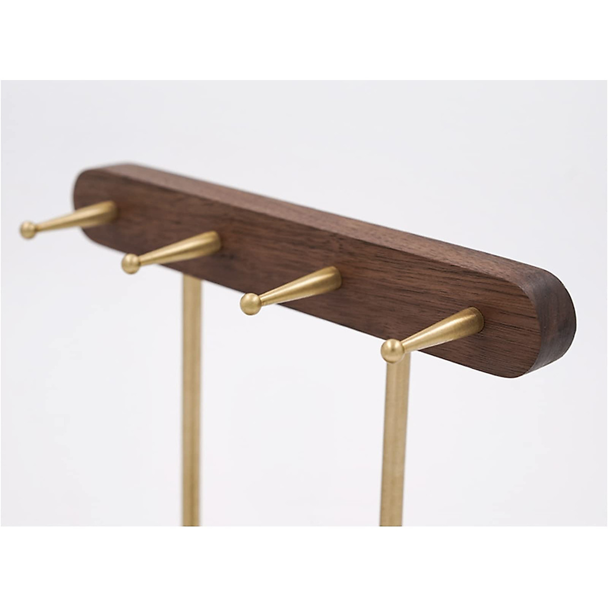 Nbcymg Key Rack Tabletop Key Holder Stand Modern Walnut Wood & Brass Jewelry Organizer Tray Home Decor