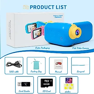 YTETCN Kids Camcorder - Kids Video Camera with 32 GB SD Card, 1080P HD Camera Digital Camcorder Toys for Kids Age 3-8, Birthday for 3 4 5 6 7 8 Years Old (Navy Blue)