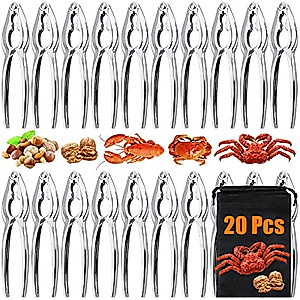 20 Pcs Crab Crackers, Crab Crackers and Tools Seafood Crackers Stainless Steel, Lobster Crab Leg Crackers Opener Set, Shellfish Crab Claw Nut Crackers for Home Kitchen Party Tools, Silver