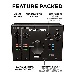 M-Audio AIR 192x6 USB C MIDI Audio Interface for Recording, Podcasting, Streaming, Studio Quality Sound, 2 XLR in and Music Production Software (Renewed)