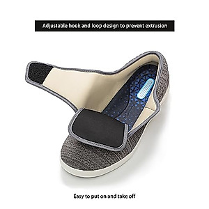 QHBPMGAD Womens Diabetic Shoes for Women Wide Width Elderly Shoes with Adjustable Closure Breathable Swollen Feet Walking Edema Sneakers Light Grey Grey Size 11