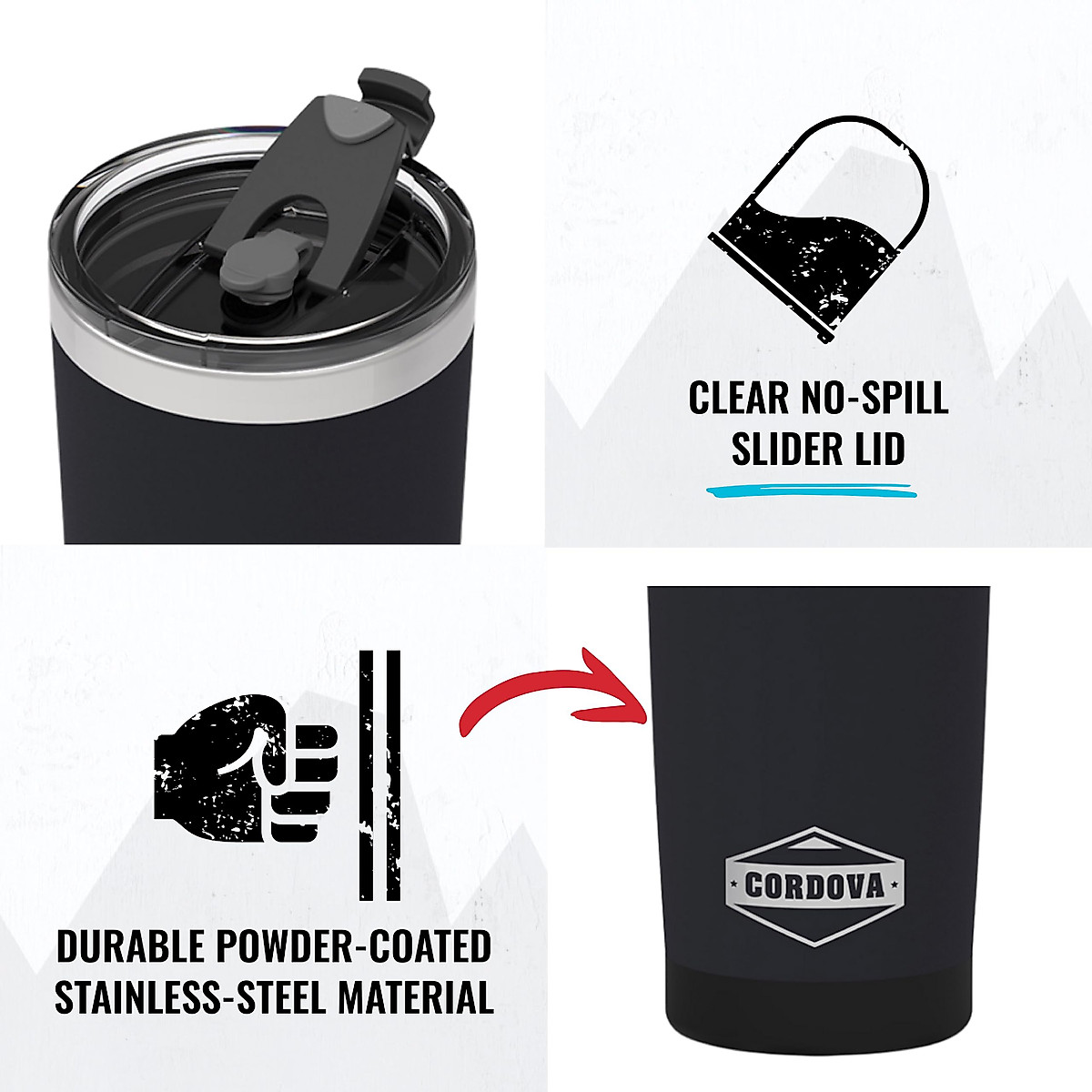 Cordova Outdoors Trailhead Class Tumbler, Obsidian, 20 oz