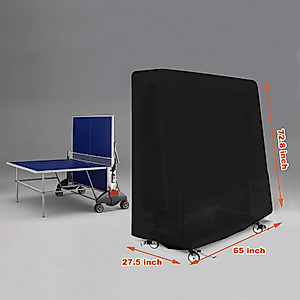 Ping Pong Table Cover Outdoor Waterproof Table Tennis Cover Folding Table Tennis Cover 72.8 x 65 x 27.5 in Black