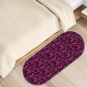 Tavisto Butterfly-Purple Fluffy Oval Shaggy Rugs for Bedroom Aesthetic Plush Floor Mat - Soft and Absorbent - Ideal for Living Room,Home Decor, and Playrooms