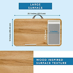 LapGear Home Office Lap Desk with Device Ledge, Mouse Pad, and Phone Holder - Oak Woodgrain - Fits up to 15.6 Inch Laptops - Style No. 91589