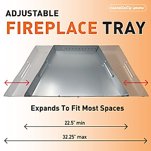 Essentially Yours Adjustable Fireplace Tray | Stainless Steel Expandable Ash and Ember Holder Pan | Nuts and Bolts Included for Additional Stability