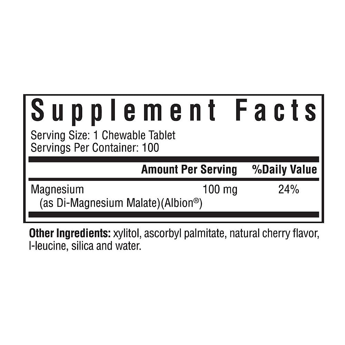 Seeking Health Magnesium Malate Chewable Tablet, 100 mg Dimagnesium Malate Supplement to Support Sleep and Balanced Mood, High-Absorption Chelated Magnesium, Vegan & Vegetarian (100 lozenges)