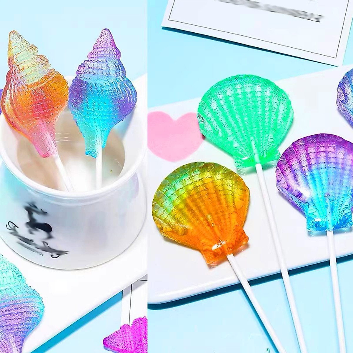 5 Pcs Seashell Silicone Mold Cake Fondant Silicone Mold Seashell Conch Baking Molds for DIY Cake Decoration Chocolate Candy Polymer Clay Crafting Projects