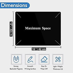 DumanAsen Magnetic Dry Erase Blackboard for Fridge, 16" x 12" Menu Board/Meal Planner for Refrigerator, with Stain Resistant Technology, Include 8 Chalk Markers